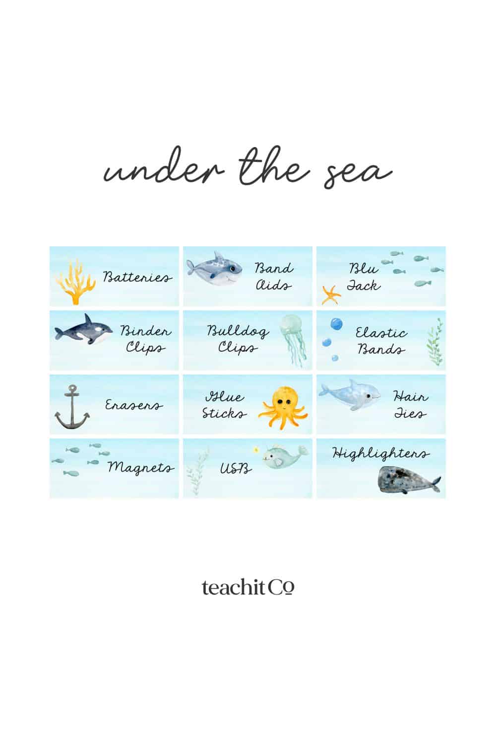 Teacher Toolbox Labels Under The Sea - Teachit Co